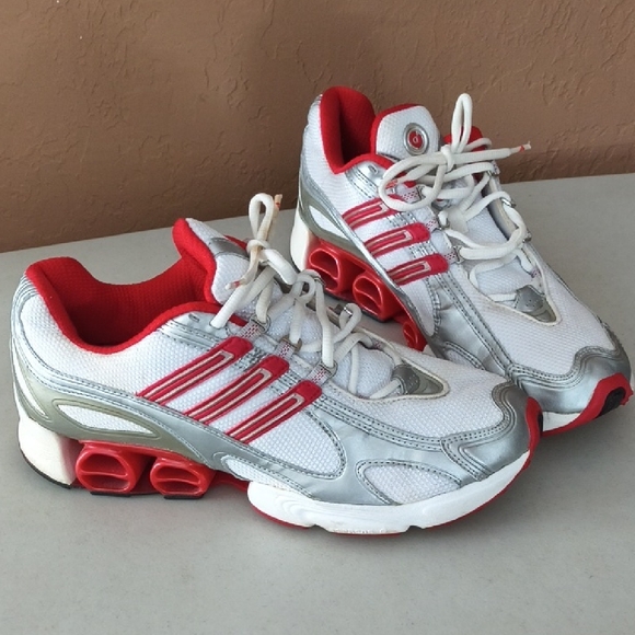 adidas | Shoes | Adidas 3 Stripe White Silver And Red Athletic Shoes ...